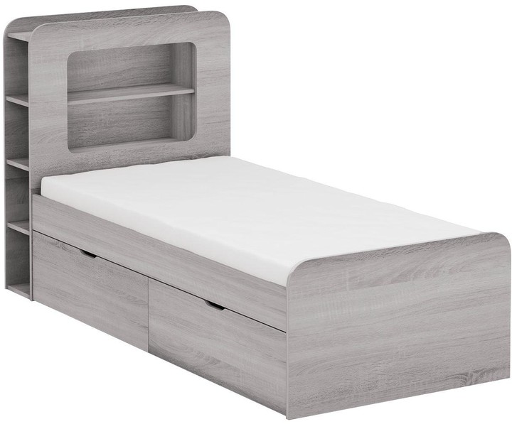 Aspen Kids Storage Bed Frame With Headboard Shelving - Grey Oak - ShopStyle