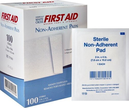 American White Cross Non-Stick Wound Pad, Sterile, 3 in x 4 in, 100 ...
