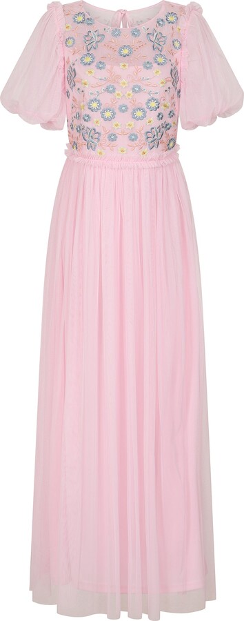 Frock and Frill Pink / Purple Laraline Puff Sleeve Maxi Dress With ...