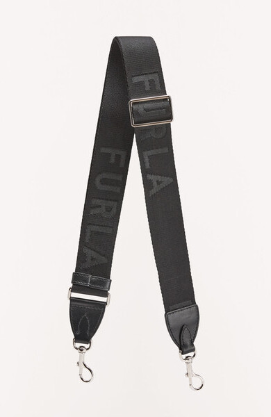 Furla Fiona Shoulder Strap Nero Black Logo Ribbon Fabric Woman - ShopStyle