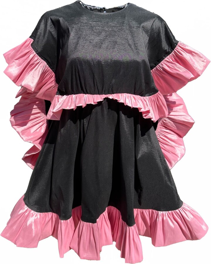 Madeleine Simon Studio Women's Superheroine Pink And Black Ruffle ...