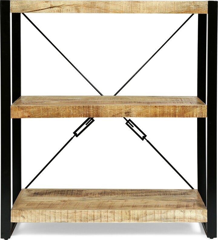 Phoebecat Modern 3 Tiers Wooden Shelf Rack,Open Display Shelf with Iron ...