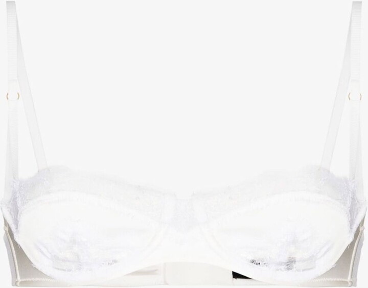 Kiki de Montparnasse White Lace Inset Balconette Bra - ShopStyle