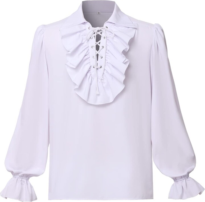 GRACEART Mens Pirate Shirt Ruffle Colonial Shirt Renaissance Poet ...