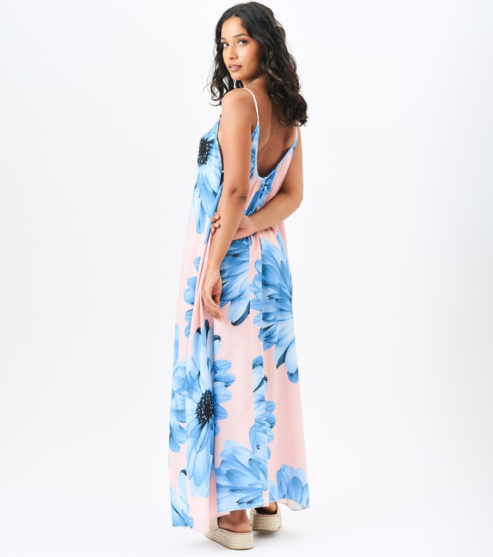 Gini London Pink Floral Print Strappy Oversized Maxi Dress - ShopStyle