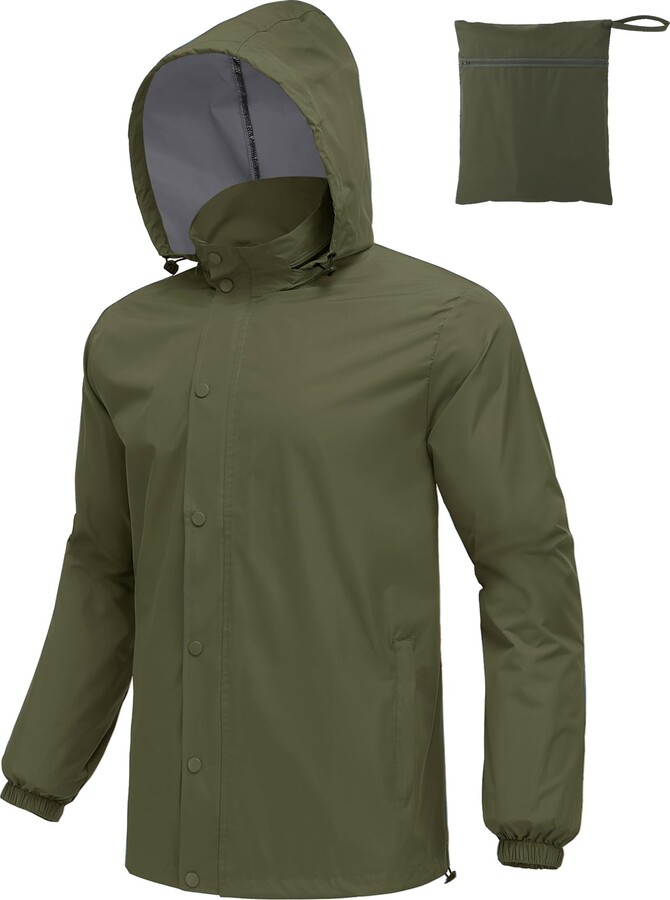 COOFANDY Men's Rain Jacket Waterproof Packable Raincoat Lightweight Rain Shell Hood Travel Golf ...