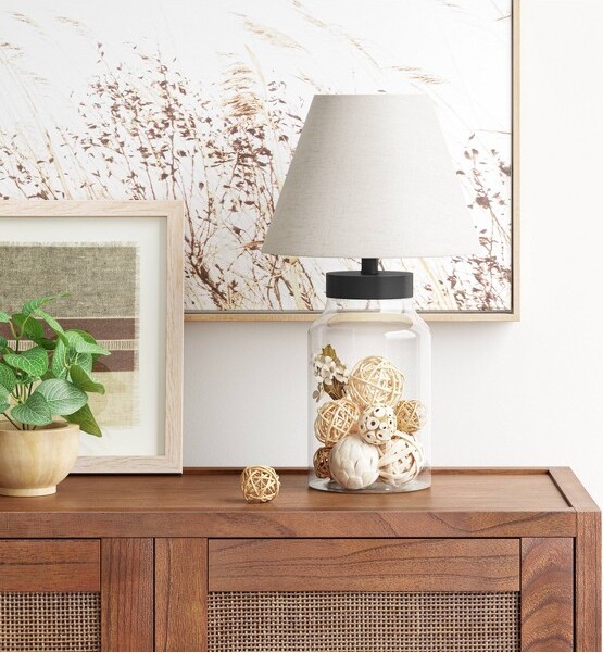 Threshold Casual Fillable Small Lamp Base Clear Glass Accent, No ...