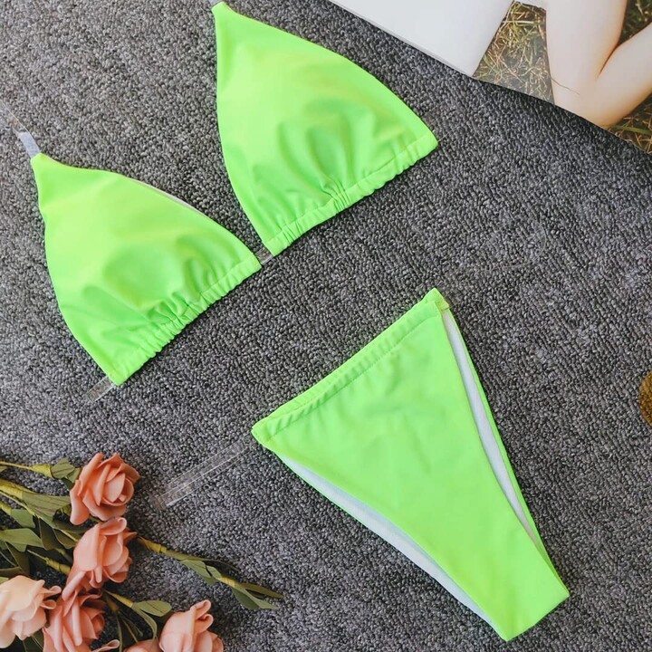 SHENGLI Ladies Micro Bikini g String See-Through Suspender Bikini Set ...