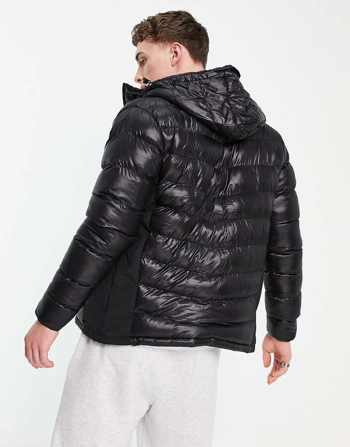 Night Addict logo hooded puffer jacket in black - ShopStyle