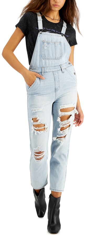 Tinseltown Rigid Ripped Overalls with Button Closures - ShopStyle ...