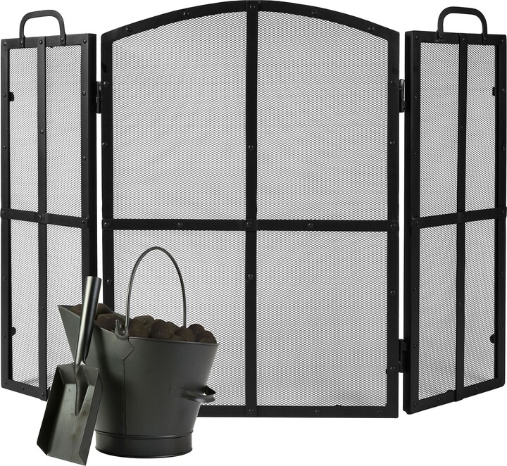 Dibor Vintage Style Blacksmith 3-Fold Fire Screen Fire Guard H71cm x ...