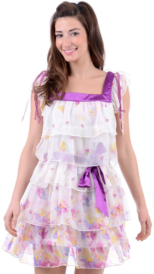 Rakuten Womens Pretty Frilly Chiffon Dress - Purple (Ladies) - ShopStyle