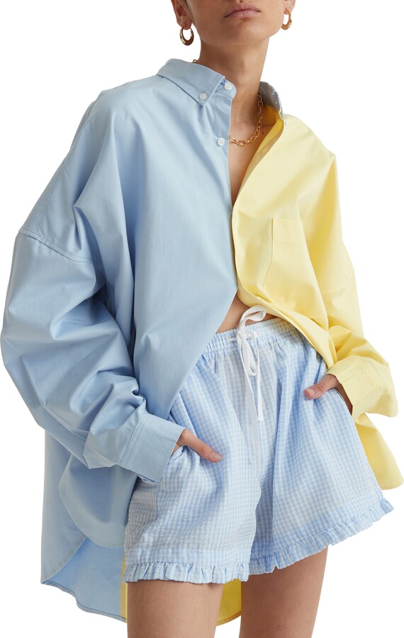 BLANCA Harry Oversize Colorblock Button-Up Shirt - ShopStyle Tops