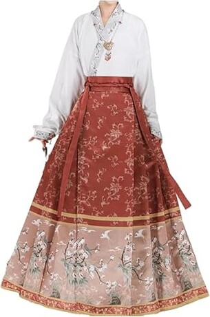 Uplateng Ming Dynasty Mamian Skirt Women Chinese Style Weaving Gold ...