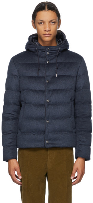 Herno Navy Down Hooded Jacket - ShopStyle Outerwear