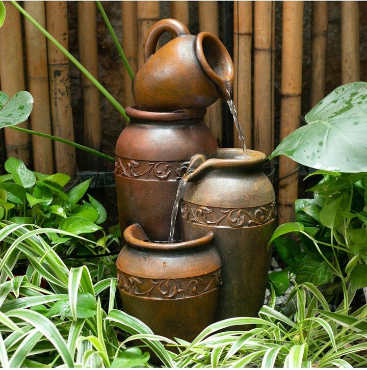 Living and Home Creative Clay Pot Electric Water Feature Fountain ...