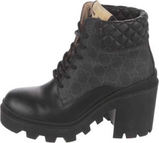 Gucci Leather Combat Boots - ShopStyle