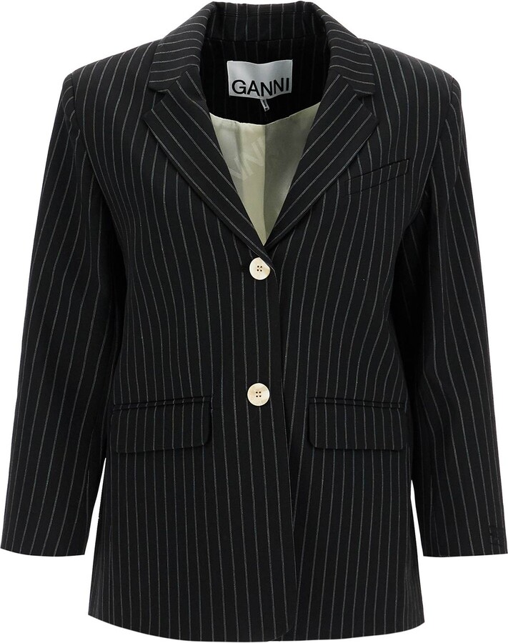 Ganni Women's Striped Boxy Blazer - ShopStyle