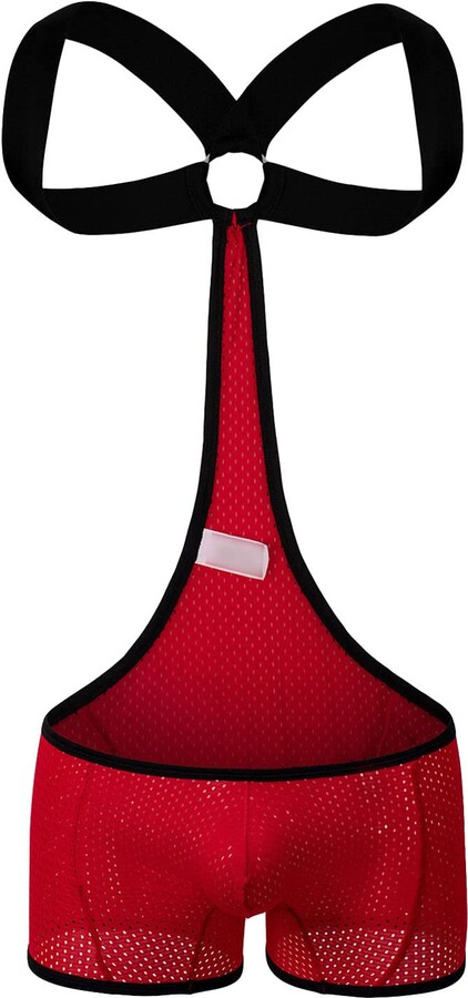 Generic Men's Mesh Wrestling Singlet Bodysuit See Through One-Piece ...