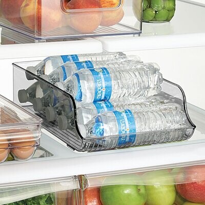mDesign Plastic Water Bottle Tray Storage Rack and Dispenser - Smoke ...