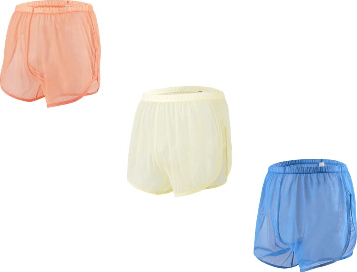 BIATWOWR Men'S Sexy Mesh Boxer Briefs Sheer See Through Shorts Loose ...