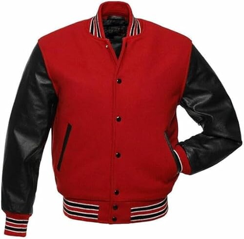 Rokees Red And Black Letterman Jacket Men - Mens Black Varsity ...