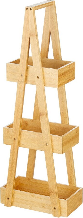 mDesign Leaning A-Frame Wood Bamboo 3-Tier Triangle Shelf for Bathroom ...