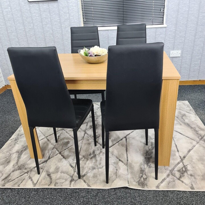 KOSY KOALA Dining Table and 4 Chairs Wooden Table and Leather Padded ...