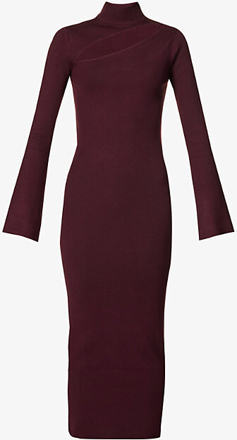 Pretty Lavish Womens Wine Shani Cut-out Stretch-knit Dress - ShopStyle
