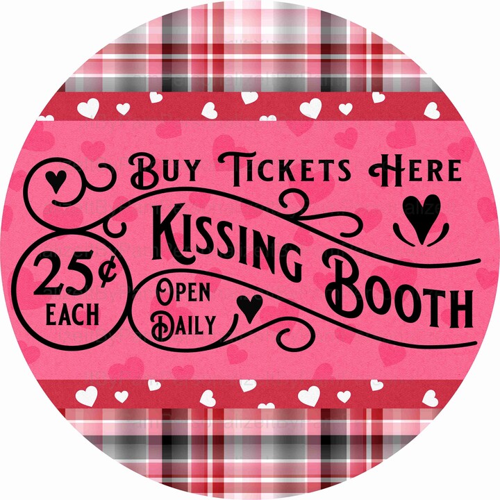 Etsy 11.75" Round Valentine Wreath Sign, Kissing Booth Personalize It ...