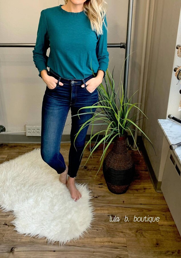 Another Love Amari Long Sleeve Top In Deep Lagoon - ShopStyle