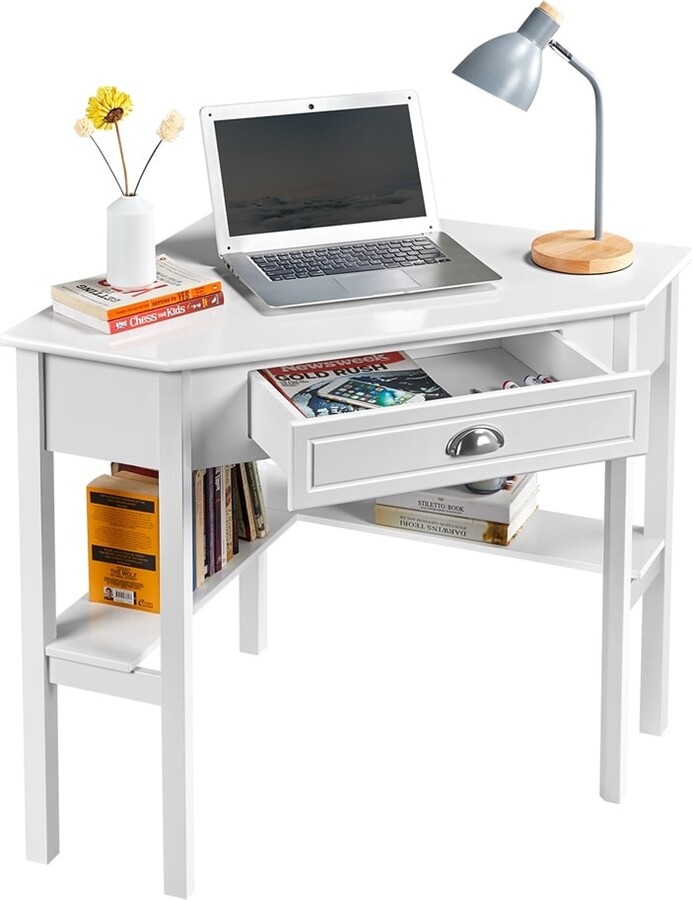 Yaheetech Writing Computer Desk Workstation with Shelves and Drawers ...