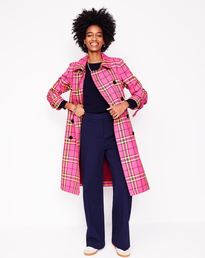 Boden Cheltenham Trench Coat-Pink Neon Check - ShopStyle Coats