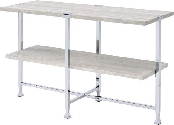 GEROJO Modern Style Brecon Sofa Table with Open Compartment, White Oak ...