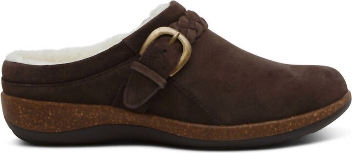 Aetrex Women's Libby Fleece Clog In Brown - ShopStyle