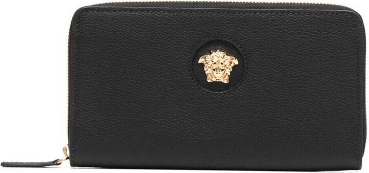 Versace Black Monochrome Wallet With Gold-tone Medusa Detail In Leather ...