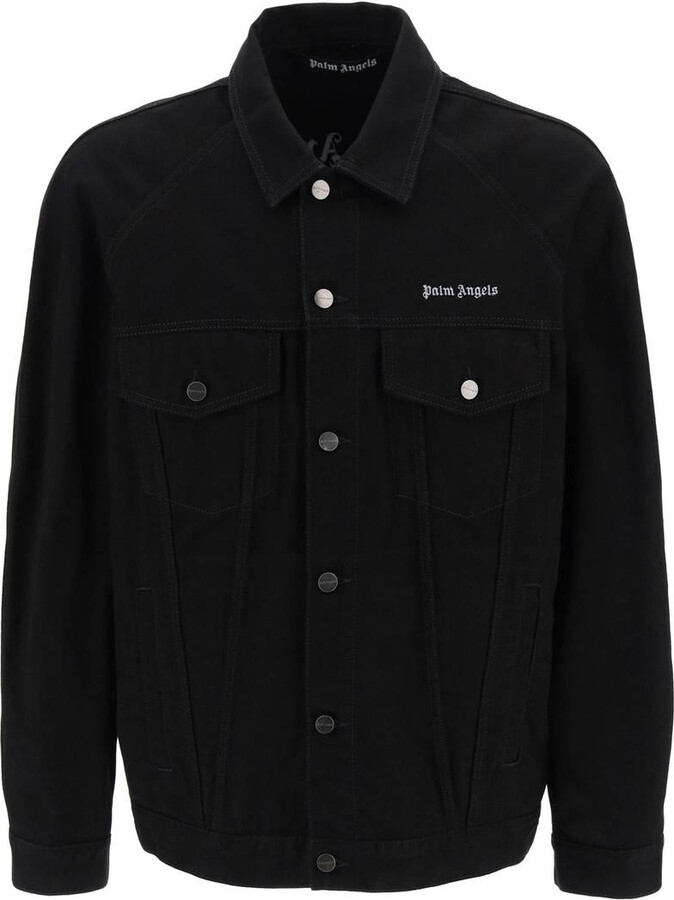 Palm Angels Denim Jacket With Logo Embroidery - ShopStyle