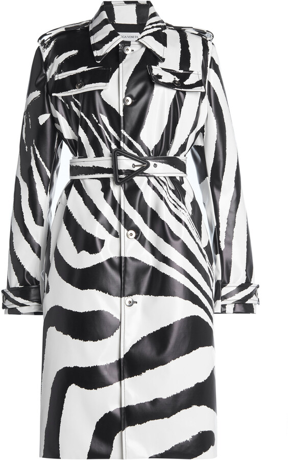 Bottega Veneta Zebra-Print Rubber-Coated Coat - ShopStyle