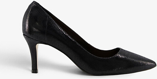 Dune Womens Black-reptile Print Leat Andina Snake-embossed Leather Mid ...