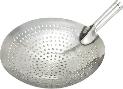 Winco Extra Strength Short Handle Skimmer, Stainless Steel, 12" dia ...