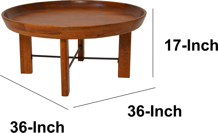The Urban Port 36 Inch Wooden Farmhouse Coffee Table with Grain Details ...