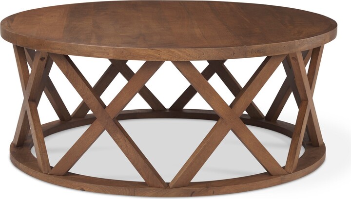 Mercana Home Forsey Black Solid Wood Round Coffee Table - 48"L x 48"W x ...