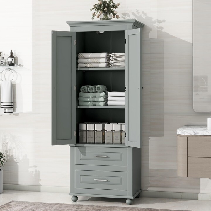 Jintop 62.5" Tall and Wide Storage Cabinet with Doors & 2 Drawers ...