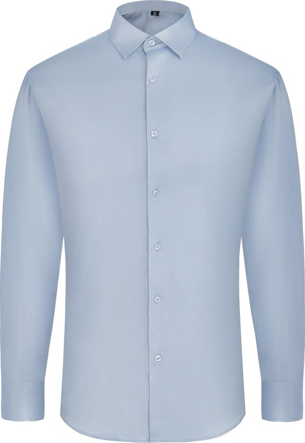 Dominic Stefano Men's Luxury Smart Plain Satin Shiny Stylish Fit Button ...