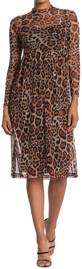 Velvet Torch Leopard Print Mock Neck Midi Dress - ShopStyle
