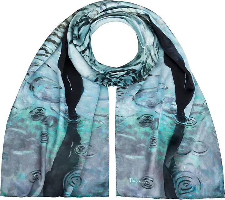 VON LILIENFELD Scarf Satin Women Long Art Motif Theo Michael: Romance ...