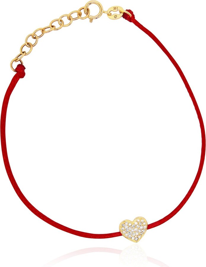 The Lovery Red Silk Diamond Heart Bracelet - ShopStyle