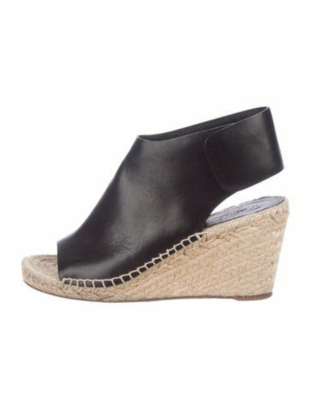 Celine Leather Espadrille Wedges Black Leather Espadrille Wedges ...