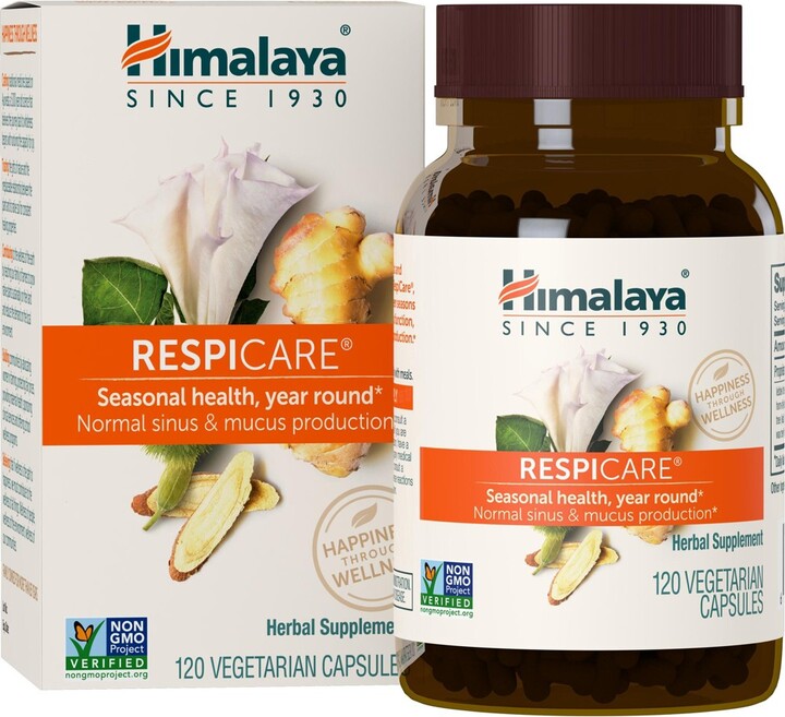 Himalaya RespiCare for Healthy Breathing and Sinus Support, 570mg, 120 Capsules, 1 Month Supply ...