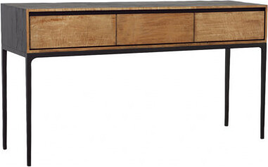 17 Stories Cabot 55" Wide 3-Drawer Teak Wood Console Table, Natural and ...
